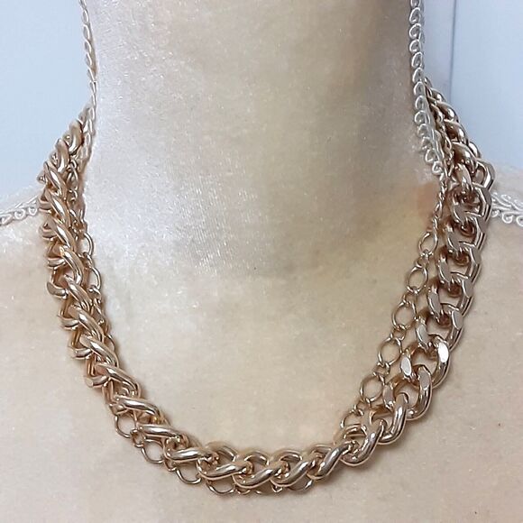 Unbranded | Jewelry | Heavy Gold Tone 6 Necklace Double Chain Statement ...
